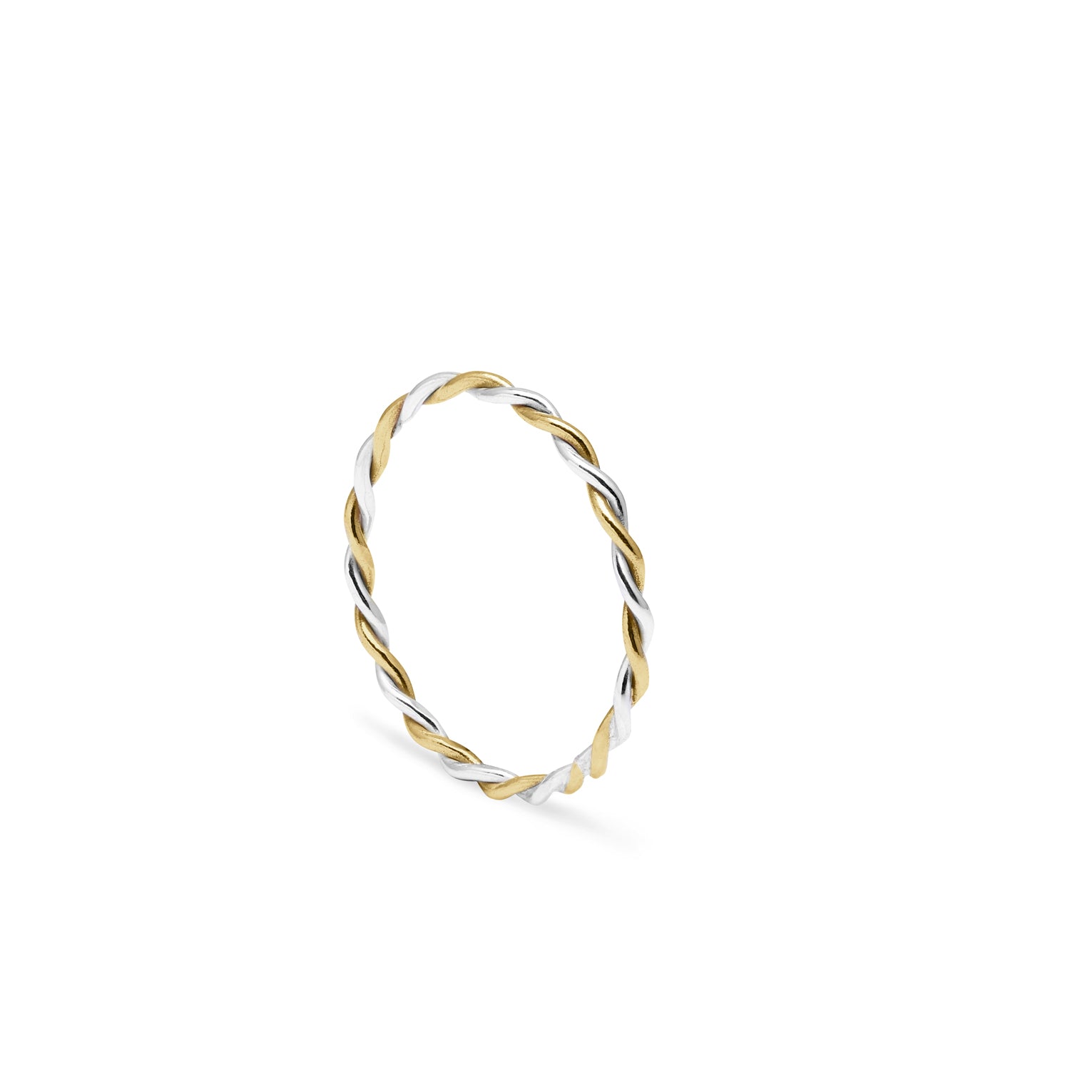 Womens Two-tone Twisted Stacking Ring - 9k Yellow & White Gold